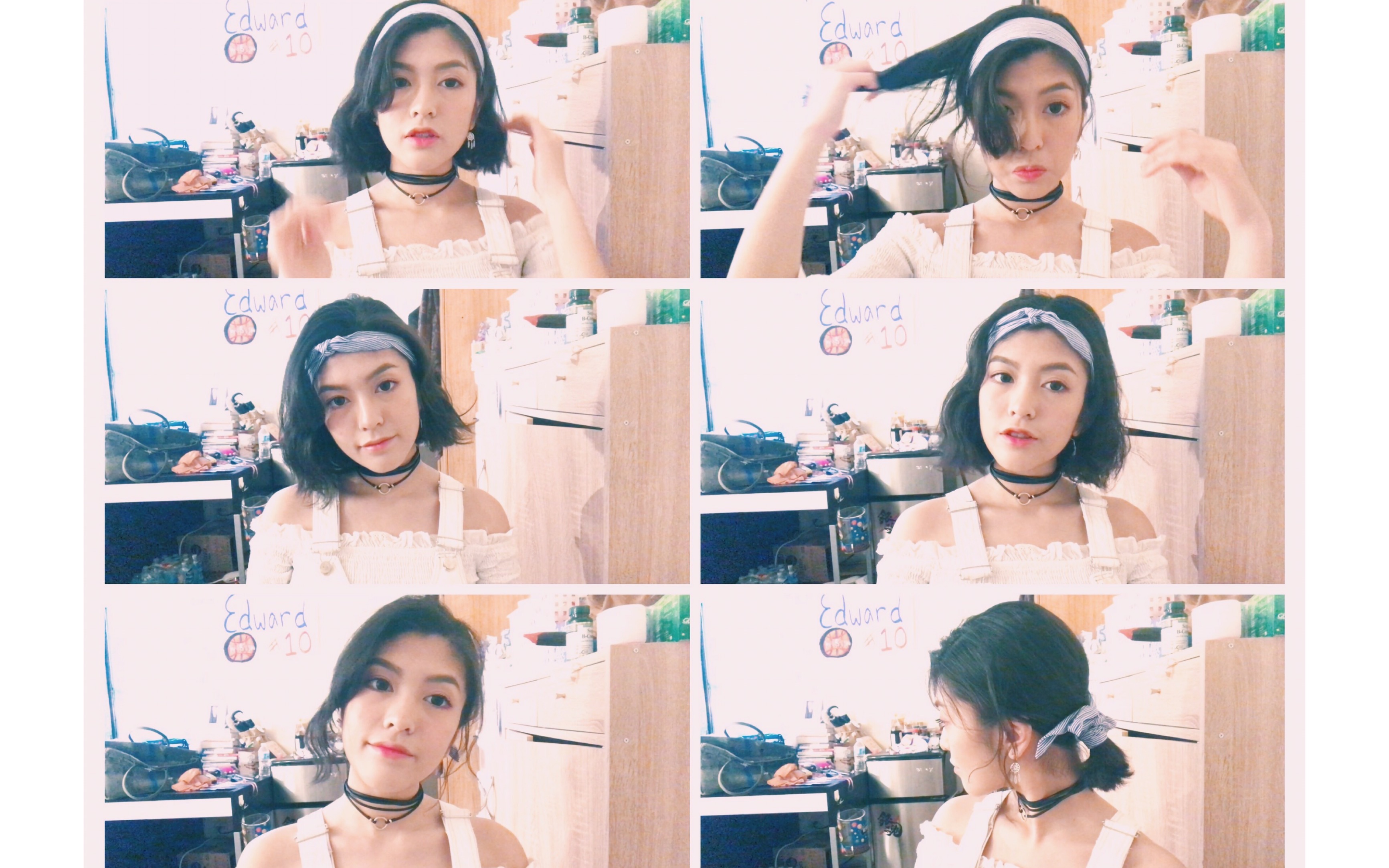 夏日4种不同的短发发带用法