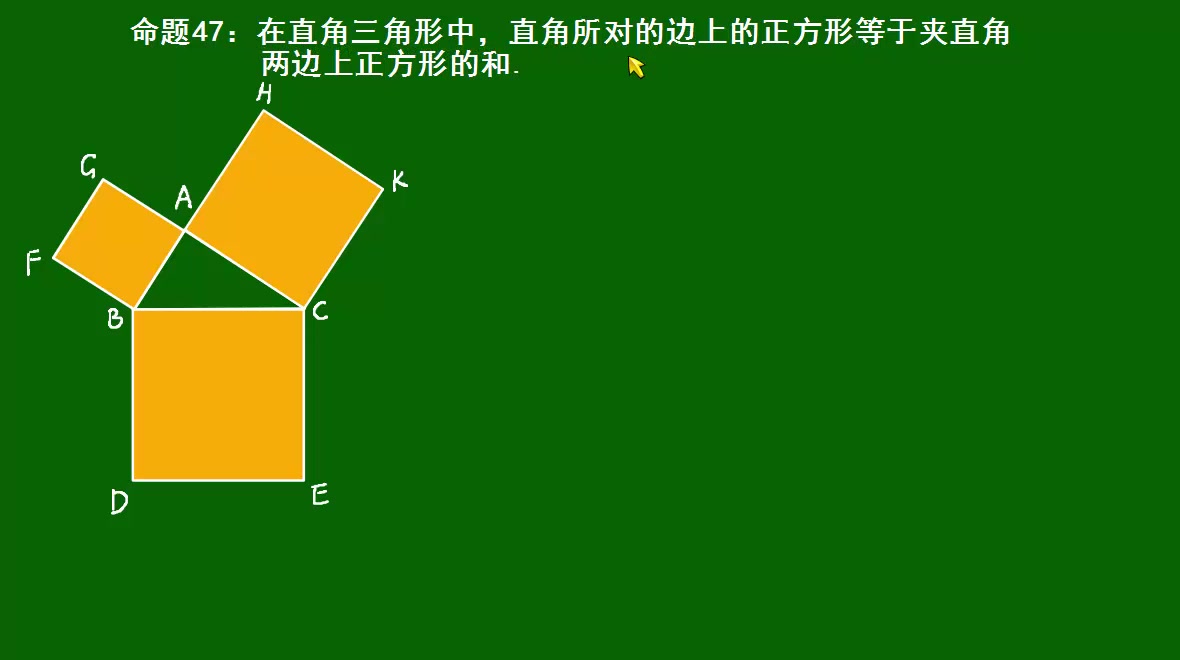 68几何原本第一卷命题47(毕达哥拉斯定理,勾股定理,商高定理)