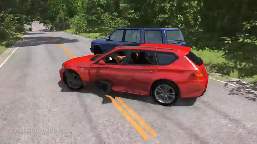 车祸模拟器:突然冲出的车辆导致的撞击合集