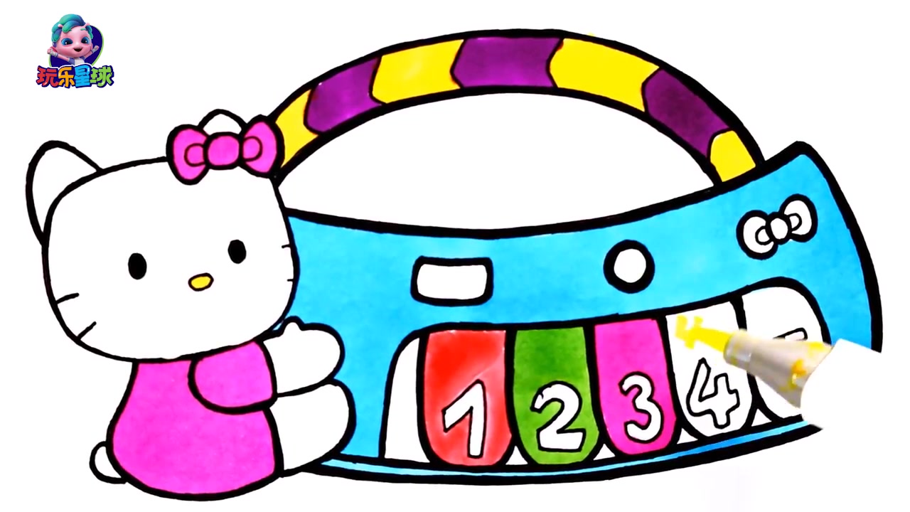 给HelloKitty儿童电子琴涂色