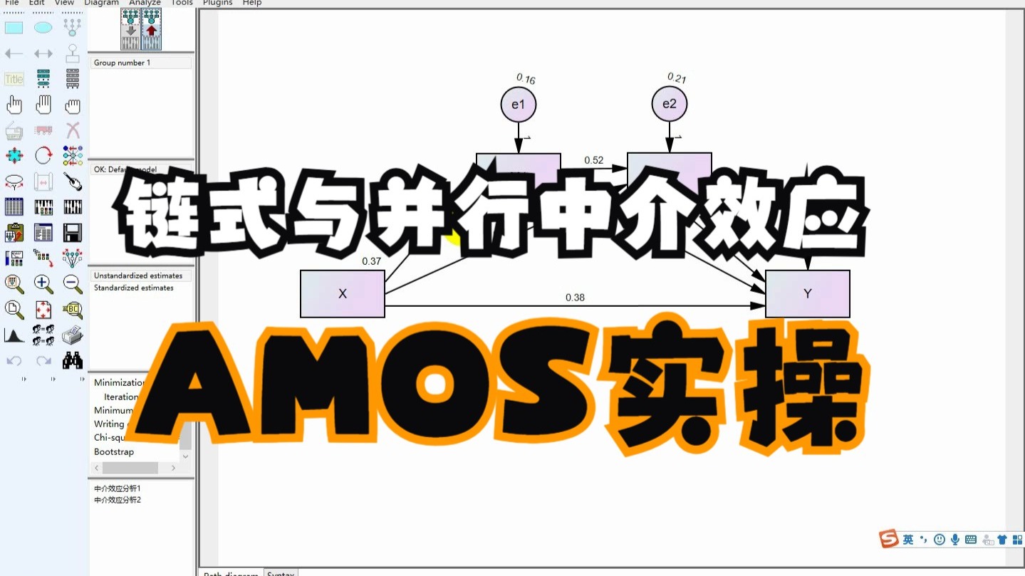 AMOS中介效应分析实操|链式与并行中介效应检验bootstrap法|案例...