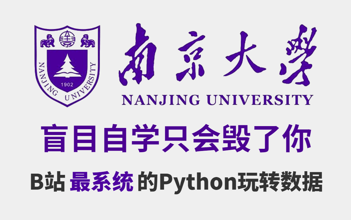 【整整105集】南京大学18小时讲完的Python数据分析+数据分析思维,...