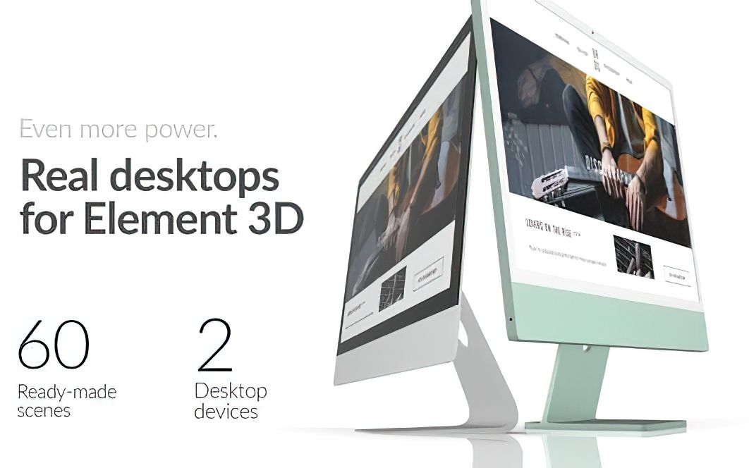 AE模板丨60种3D元素台式电脑应用界面动画Real Desktops for ...