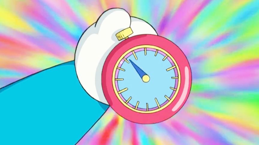 危难时刻,哆啦A梦拿出超级暂停秒表,除他们之外时间都暂停了