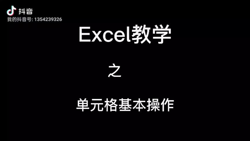 Excel单元格基本操作