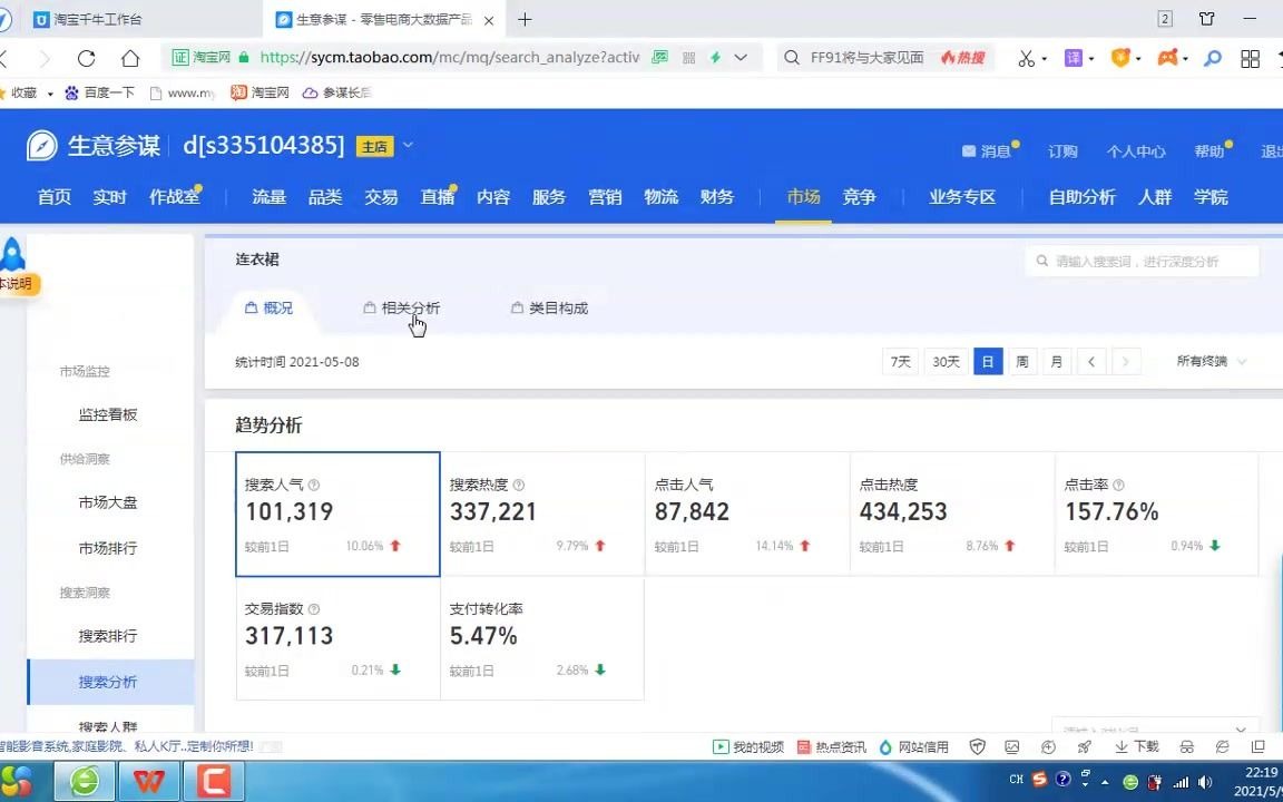 淘宝生意参谋市场洞察批量查词蓝海词组合标题