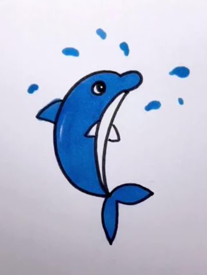 海豚简笔画 #简笔画 #幼儿美术 #开学季