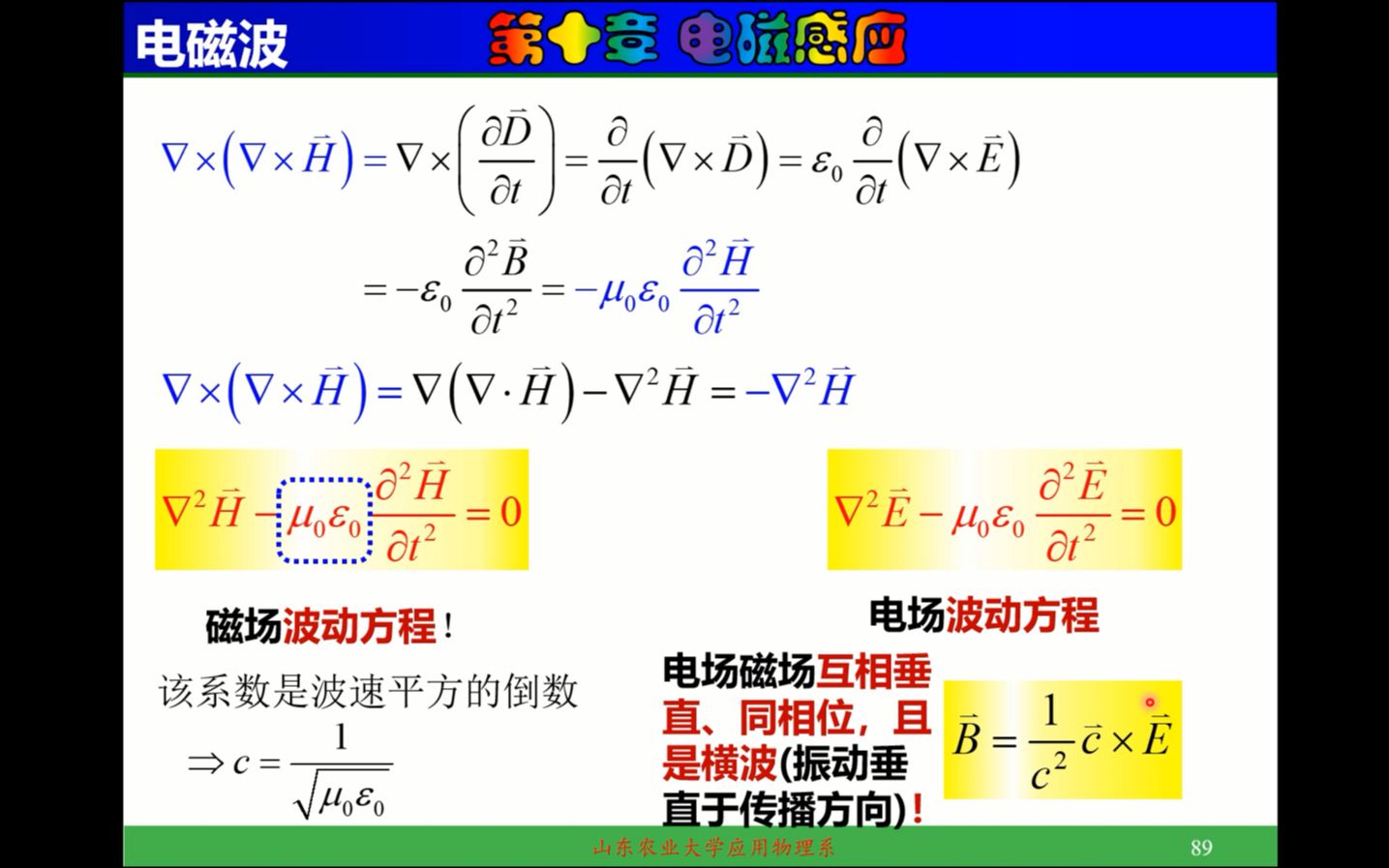 第10章 电磁感应 4-3 从真空中的麦克斯韦方程组到电磁波