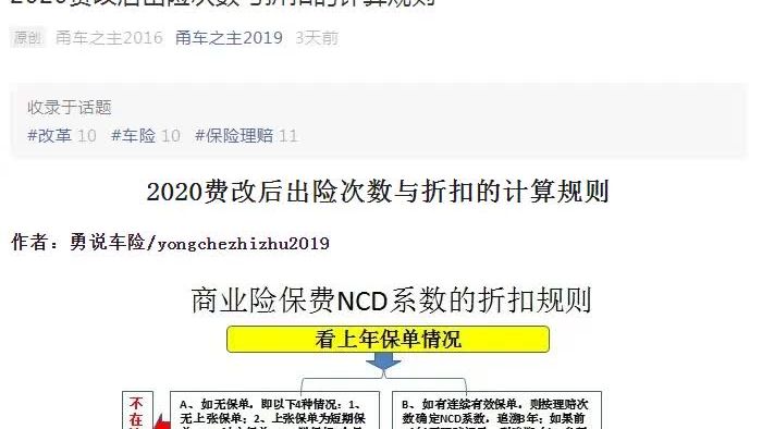 2020费改后出险次数与折扣的计算规则