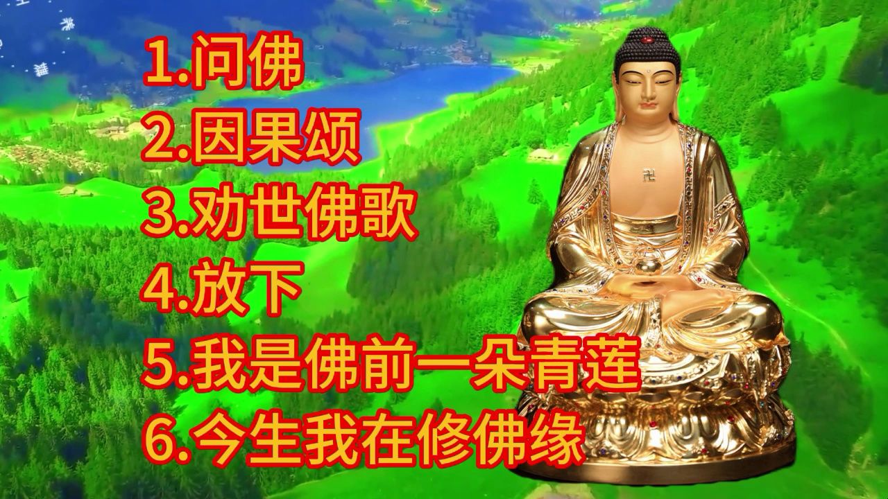 《问佛》《愿做菩萨那朵莲》《我是佛前一朵青莲》《放下》等等