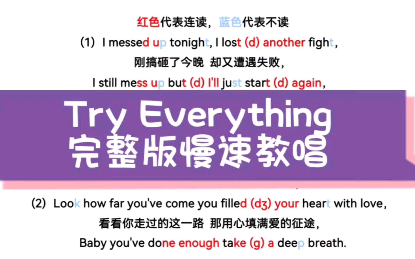 听歌学英语:Try Everything 完整版慢速教学,疯狂动物城主题曲