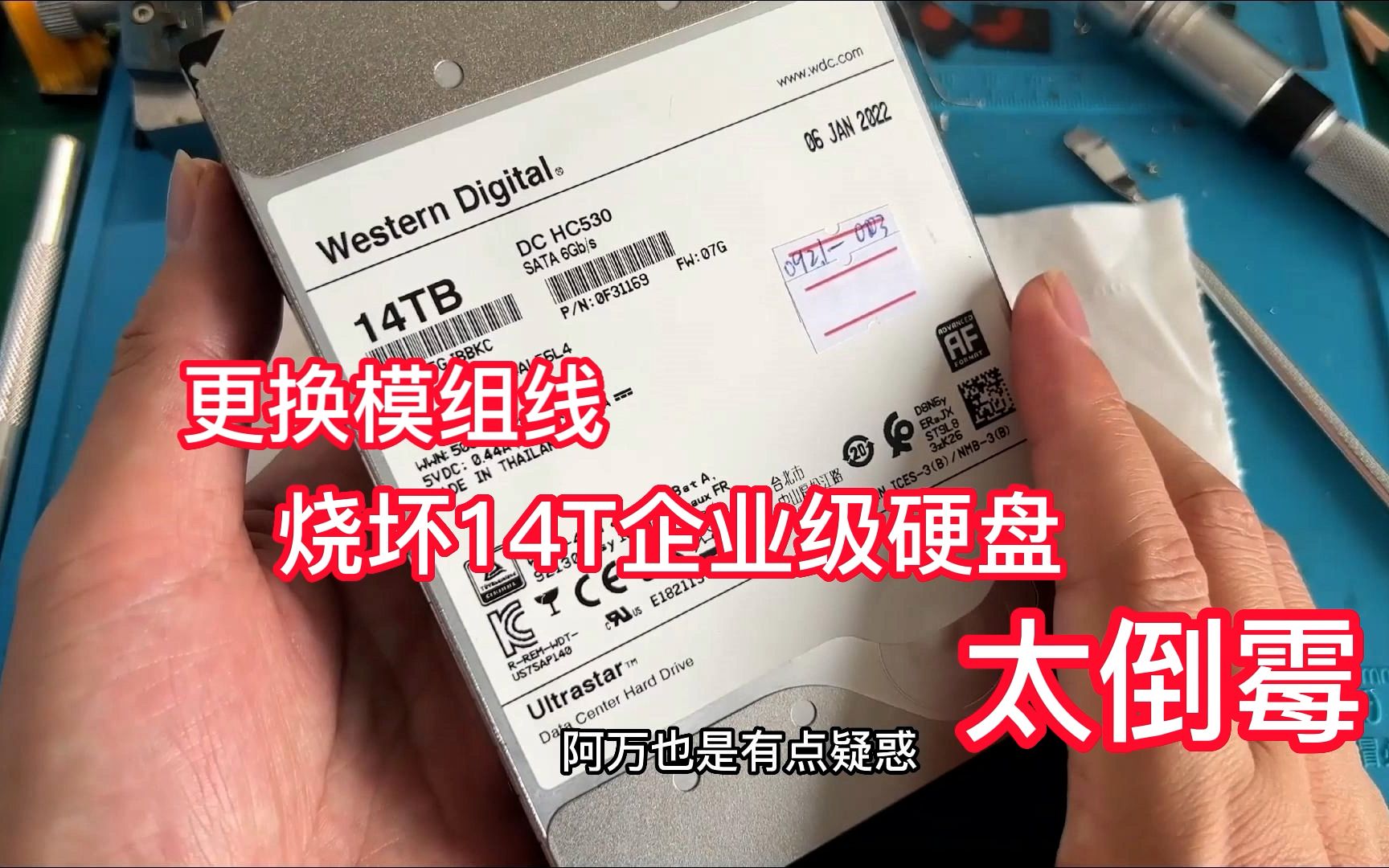 简单更换电脑模组线 居然把西数14T企业级硬盘烧坏 这网友太倒霉