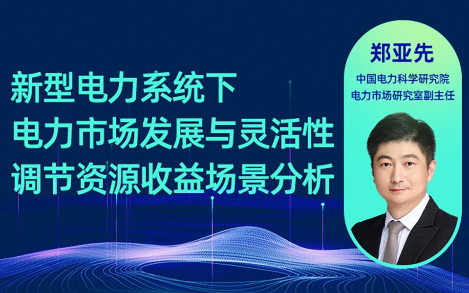 郑亚先:新型电力系统下电力市场发展与灵活性调节资源收益场景分析