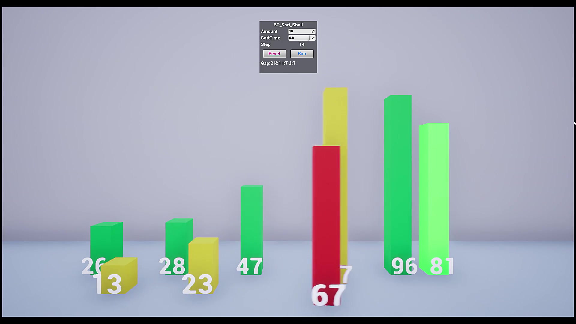 UE4_希尔排序_十大经典排序算法可视化4