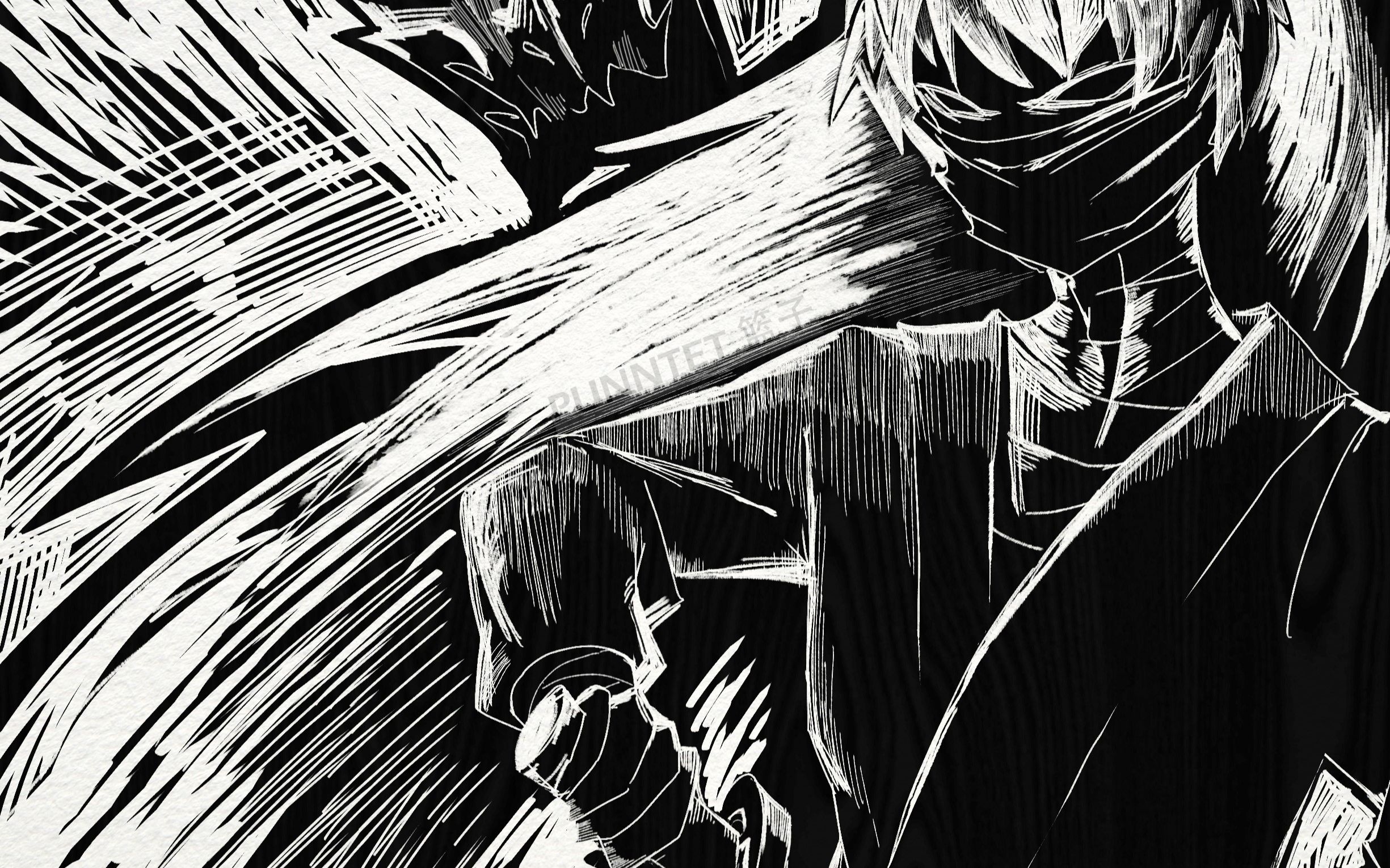 【忍三】【绘画过程】隼白单图层仿制黑白木刻效果摸鱼!