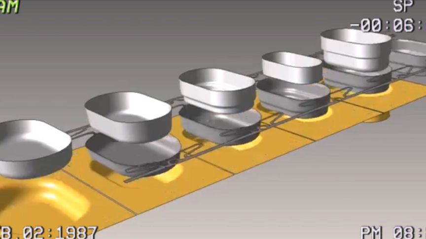 异形深拉伸连续模具工艺,采用S型柔性带料,通过多不拉伸到位