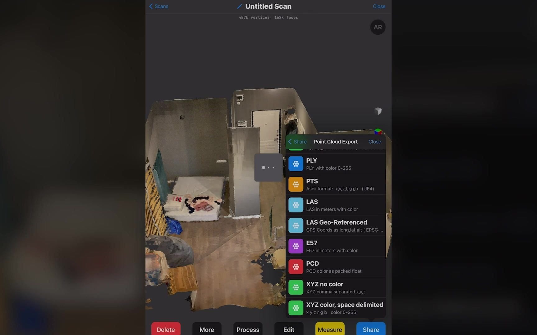 手机拍照生成点云模型导入 REVIT