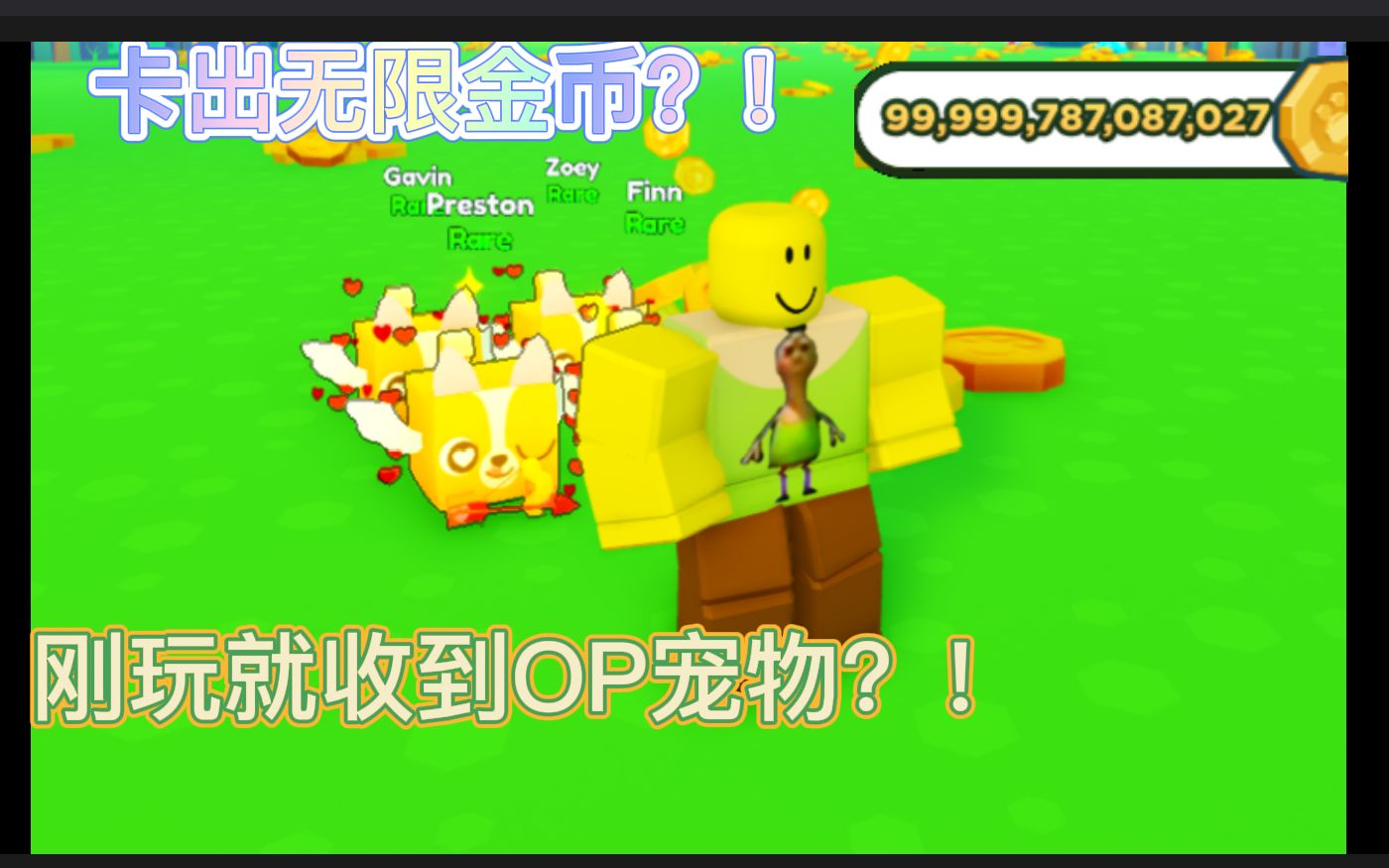 [roblox]刚玩宠物模拟器的新手就卡出无限金币?!还得到了大佬送的宠物!