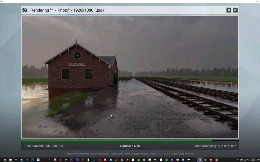 【lumion渲染教程】lumion下雨的天火车站渲染教程。