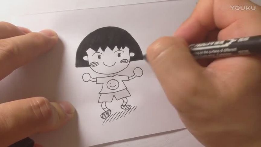 宝宝学画卡通简笔画之80后爸爸妈妈的经典人物樱桃小丸子 高清