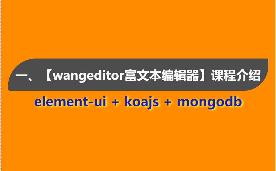 一、【wangeditor富文本编辑器】课程介绍