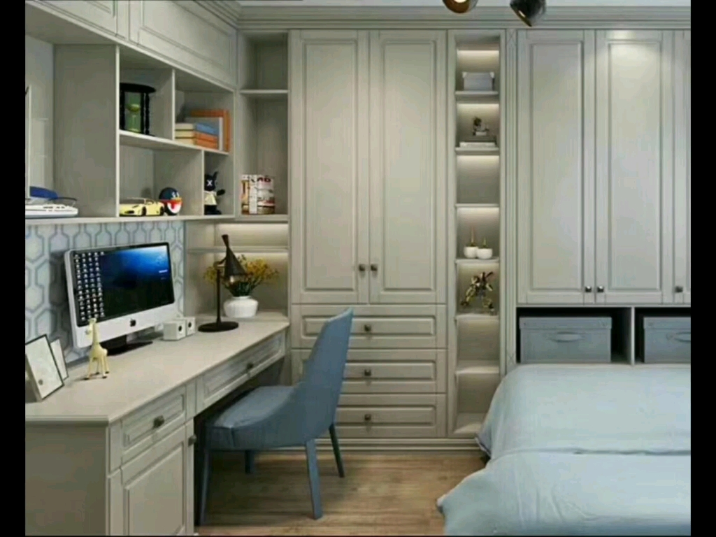 威海装修|郝刚|儿童房衣柜书柜学习桌组合分享现在的户型结构大多在...