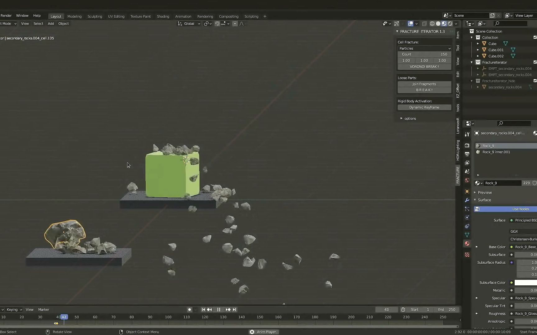 Blender动力学破碎插件Fracture Iterator教程