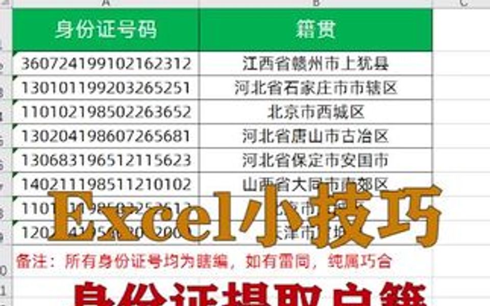 excel小技巧:如何在身份证号码中提取户籍所在地,升职加薪系列
