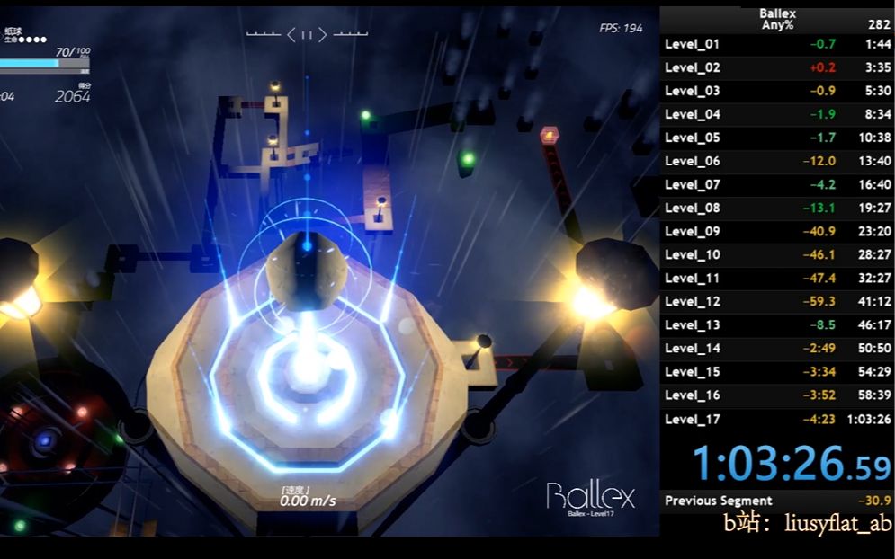 Ballex速通:Any% 1-17关连打 新纪录 1小时3分26秒