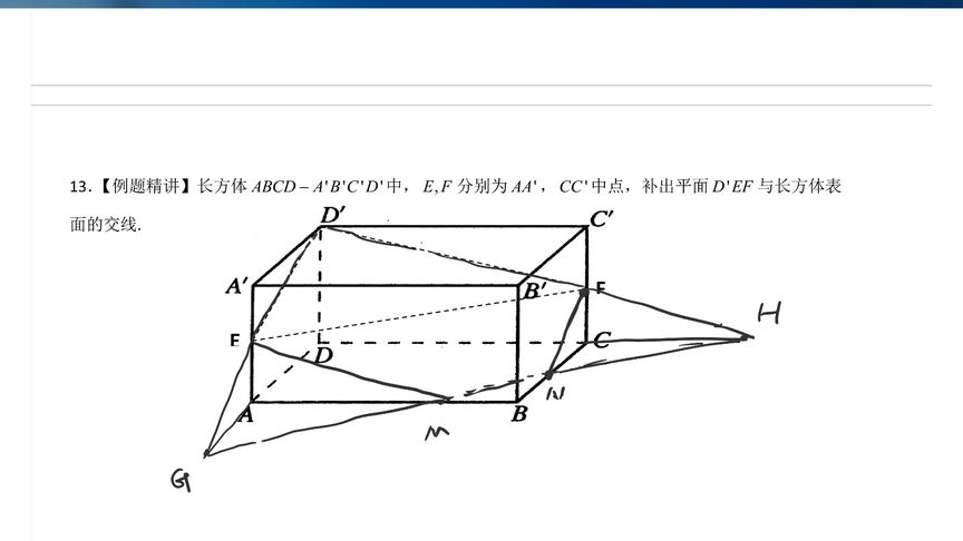 高中数学——立体几何——补出三角形面在长方体表面的交线问题