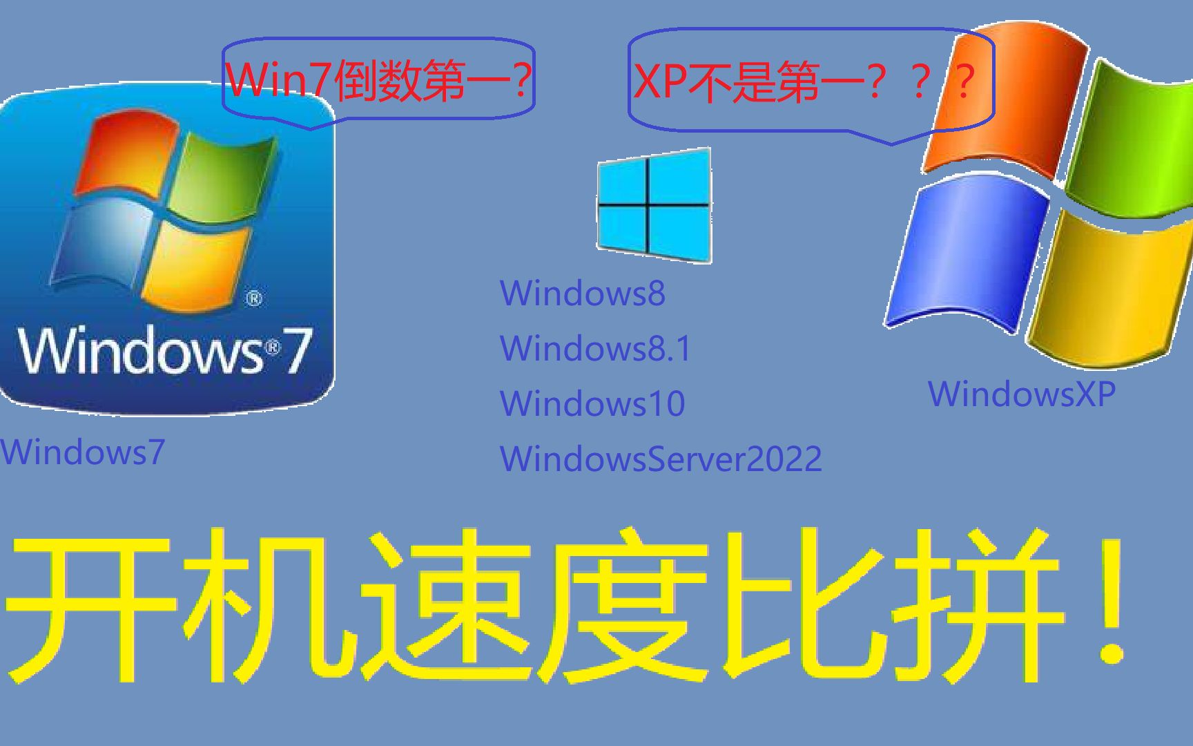 【测试】Windows开机速度比拼!Win7倒数第一,XP只排第三?