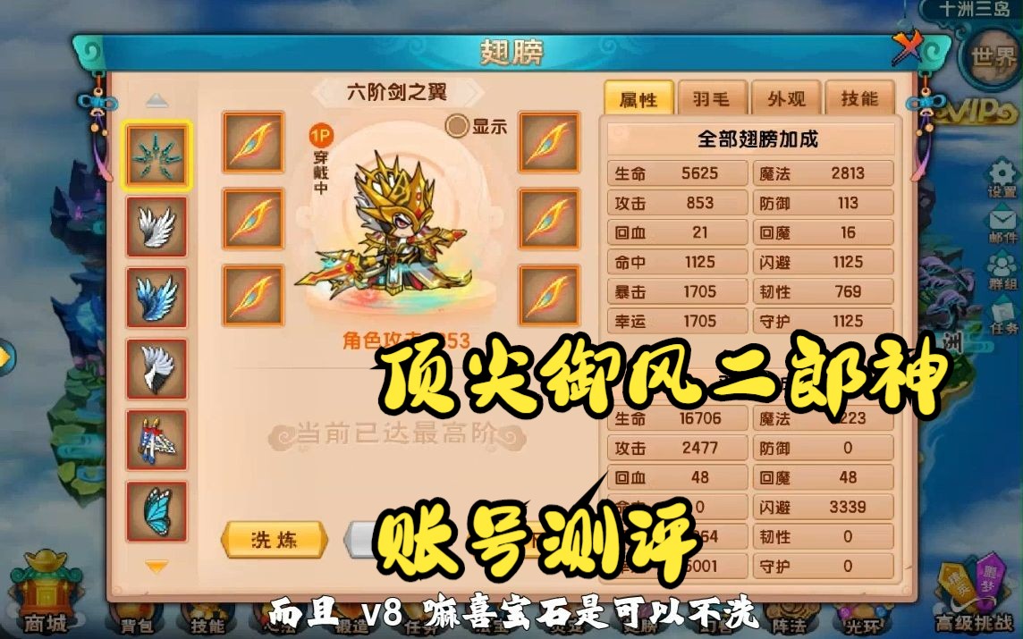 ...账号究竟如何?宠物、翅膀、金阵法、技能秘籍、光环皮肤均相当丰富