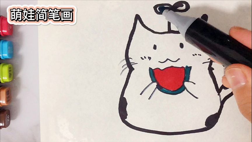 简笔画:画一个可爱小猫,这样画简单又好看