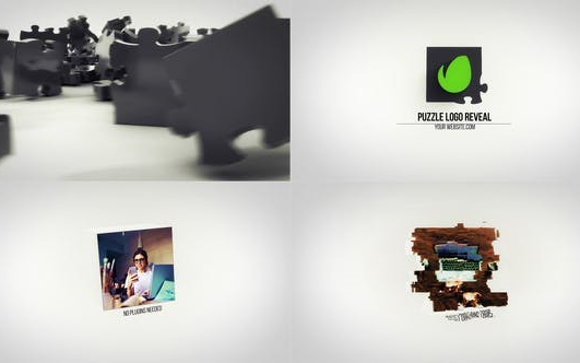 ...拼图特效的公司企业品牌商品店铺标志动态LOGO片头模板logo设计...