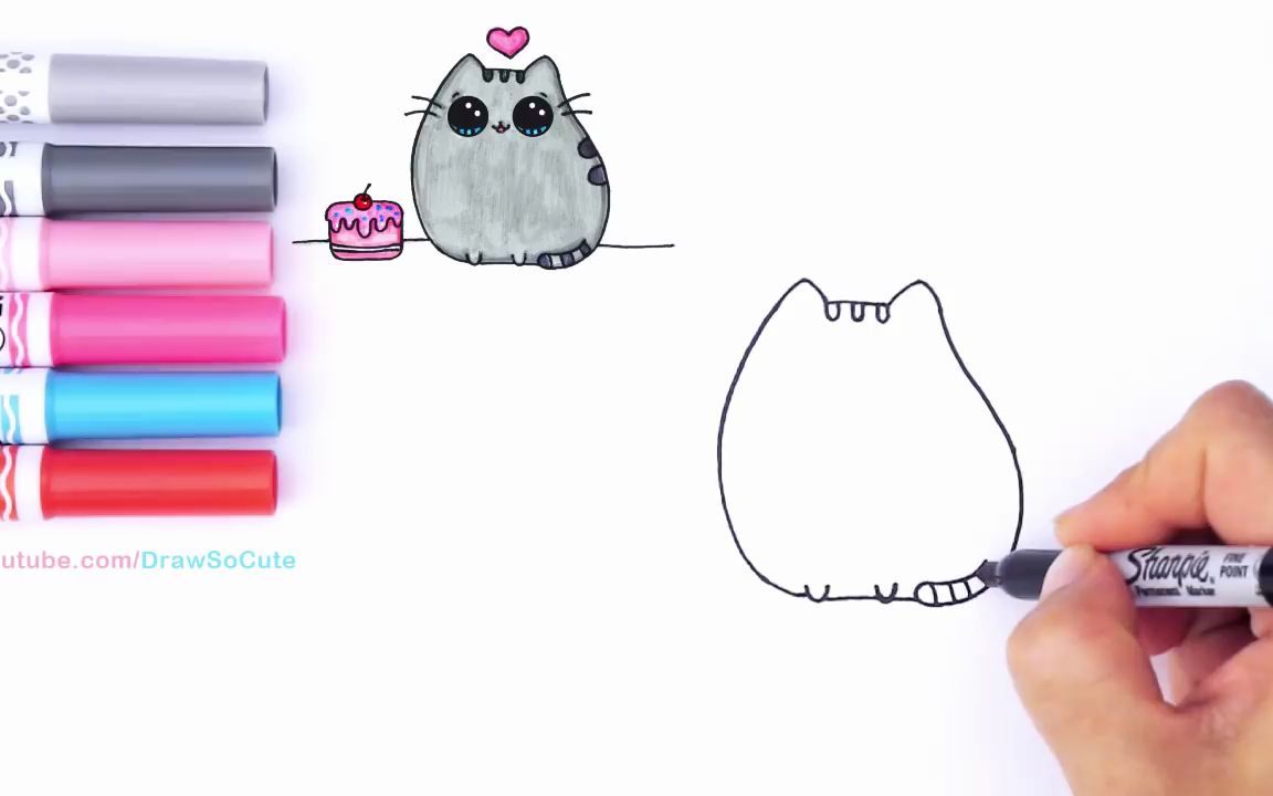 【简笔画】一步一步教你学画可爱的卡通猫,一看就会的简笔画!超简单! ...