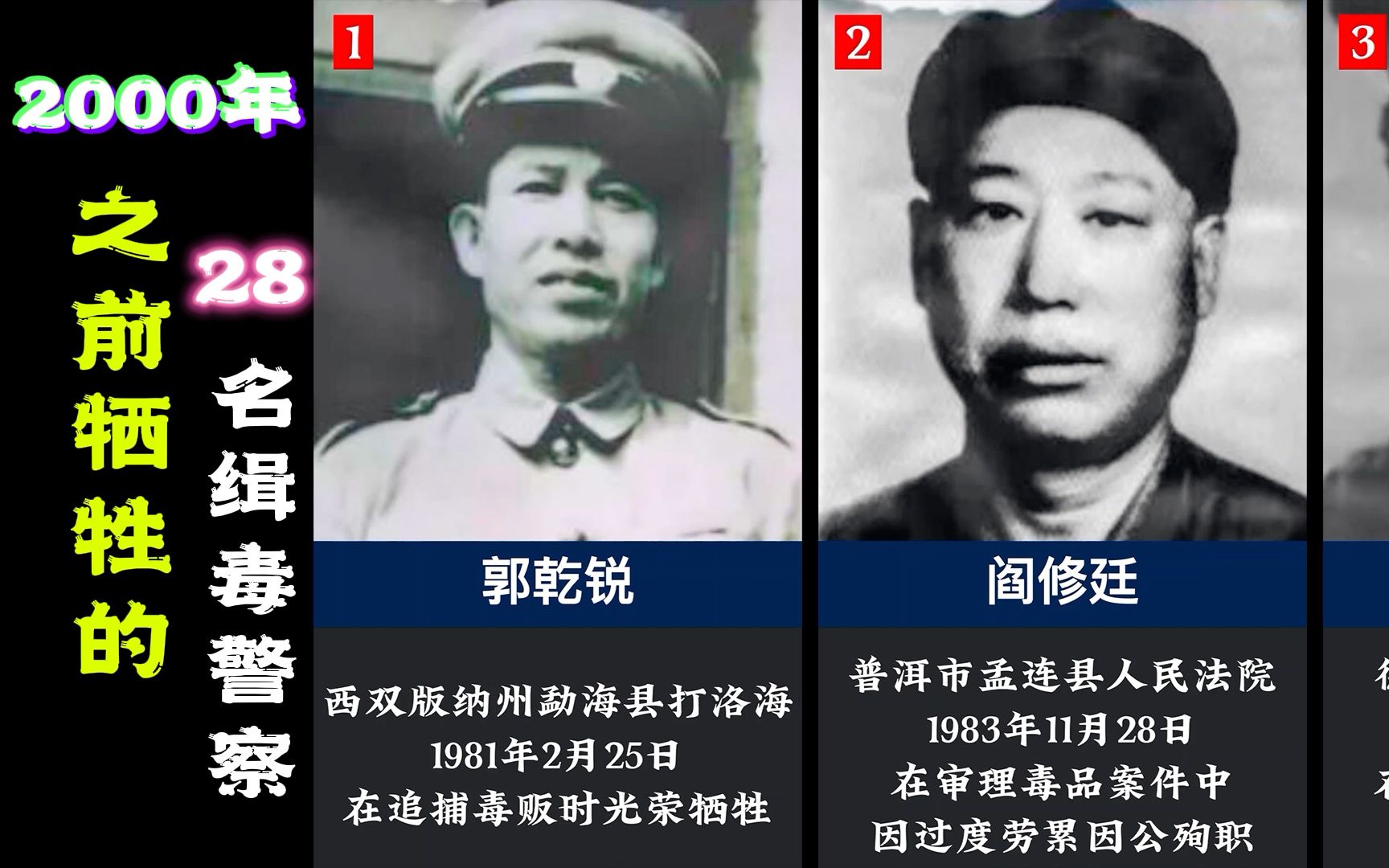 1981-2000年牺牲的28名缉毒警察。