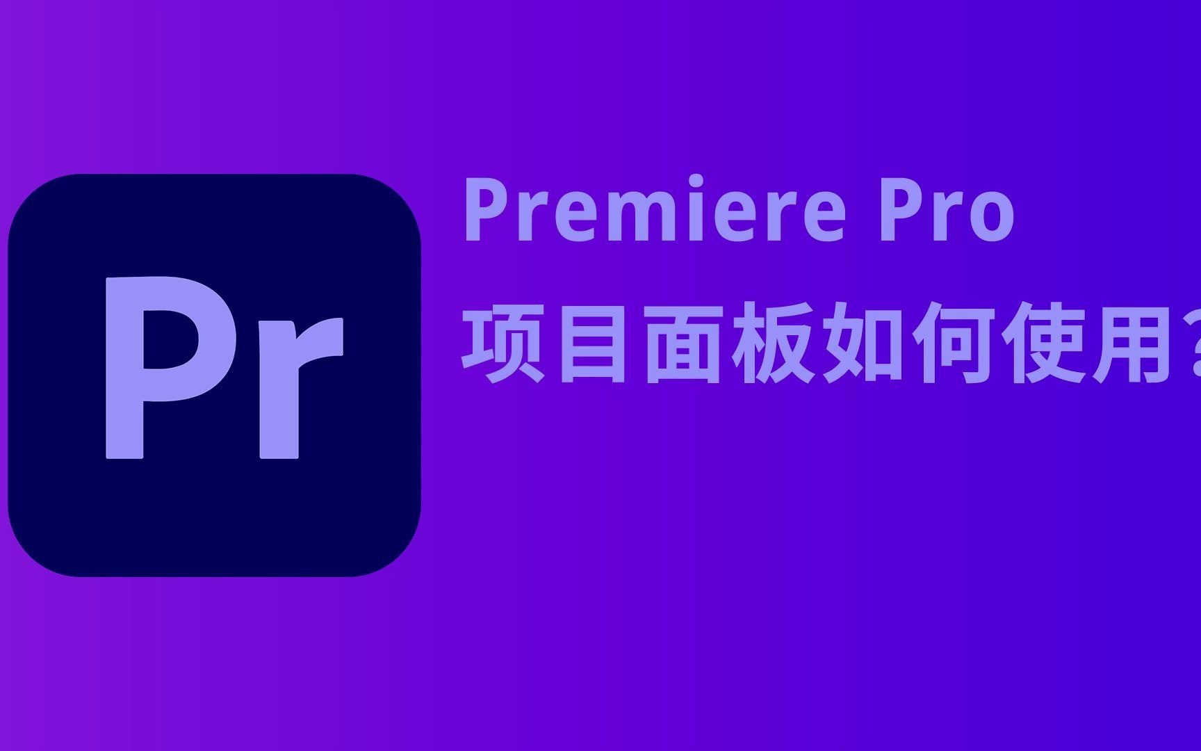 pr教程:006pr项目面板如何使用?