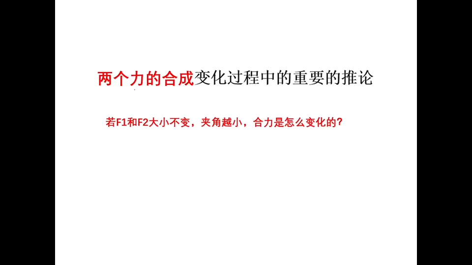 合力的变化:两个分力的大小不变,夹角变化