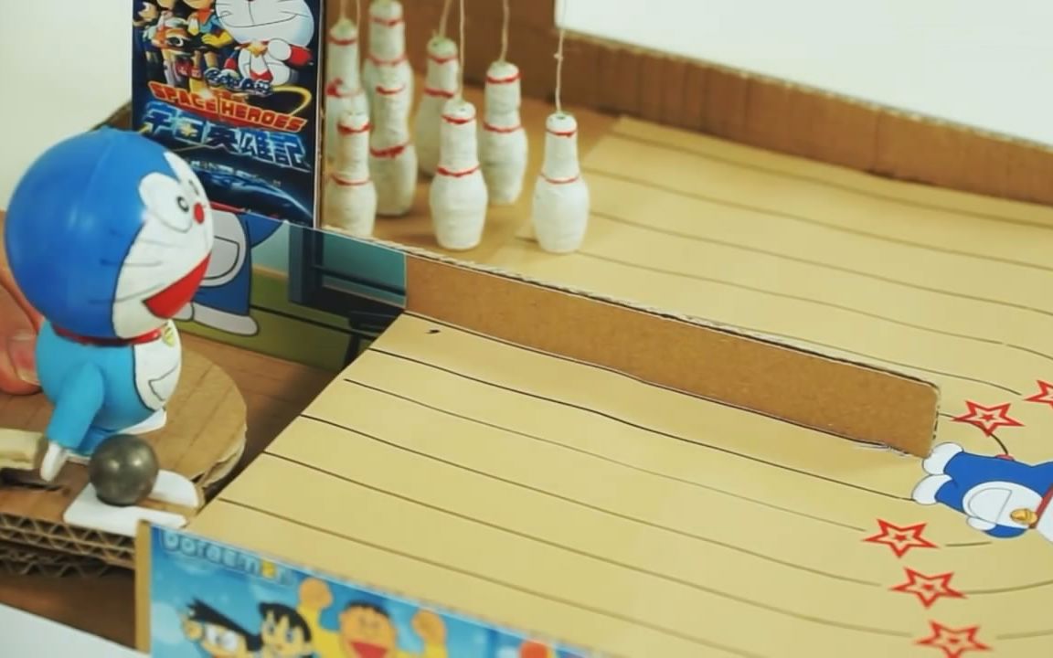 「创意纸板DIY」迷你保龄球游戏机的制作方法,简单又好玩!