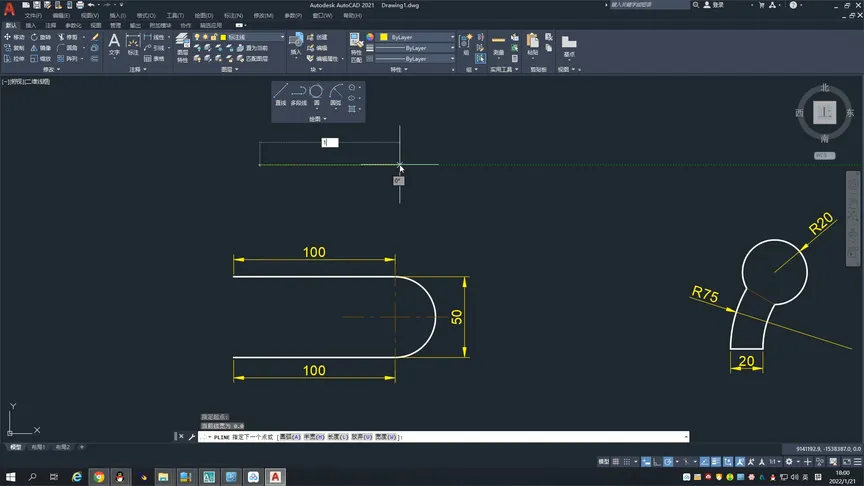 6。CAD2021多段线,圆弧工具介绍及注意事项