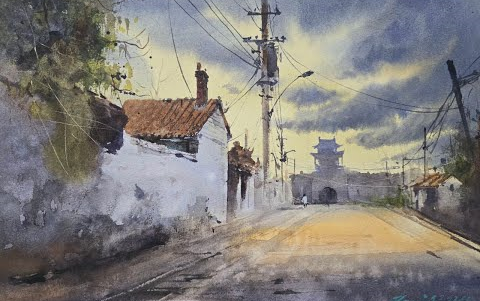 水彩画教程-城市风景--Javid Tabatabae