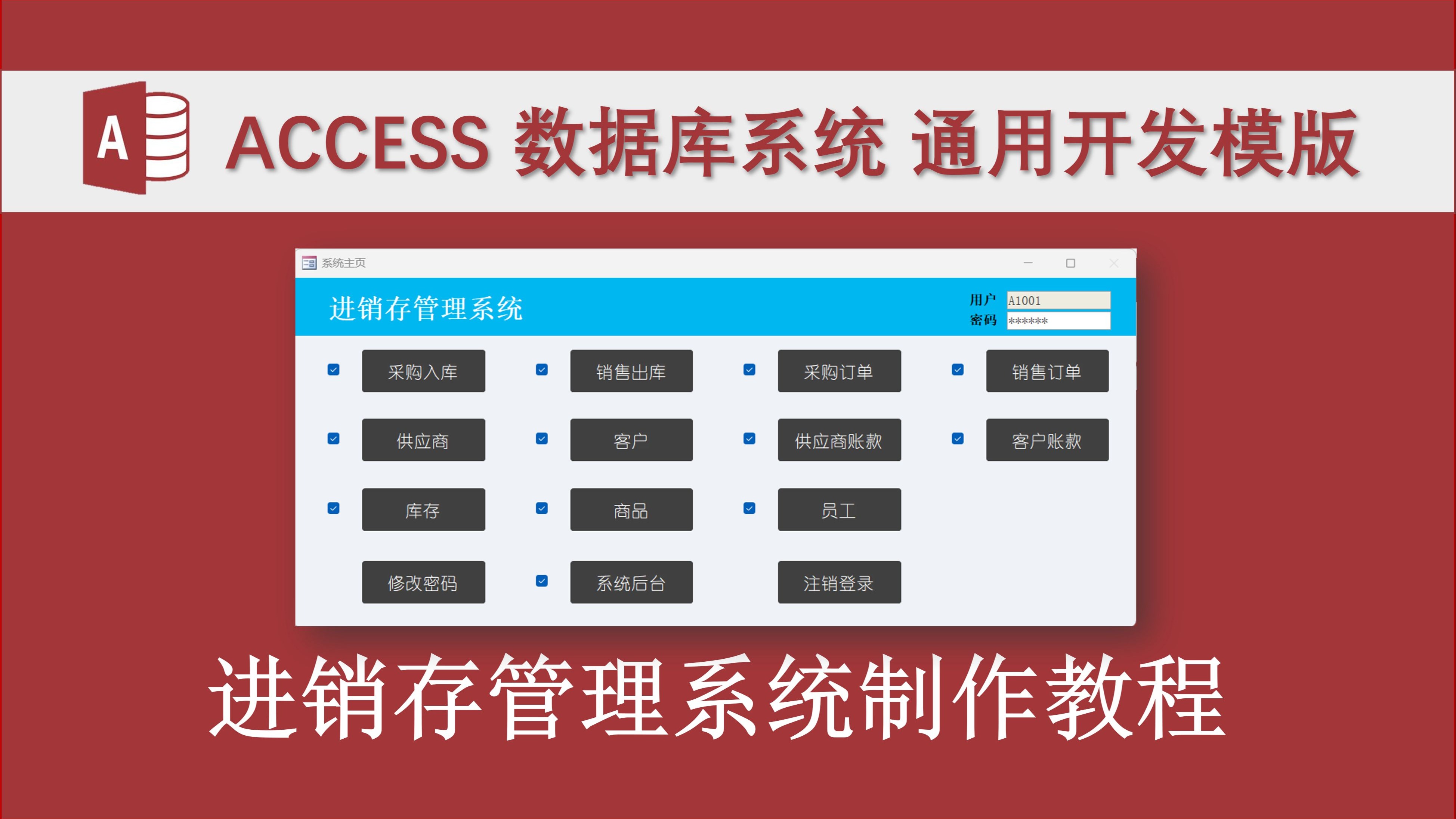 进销存管理系统 零基础access数据库开发教程 无需复杂编程 支持局域...