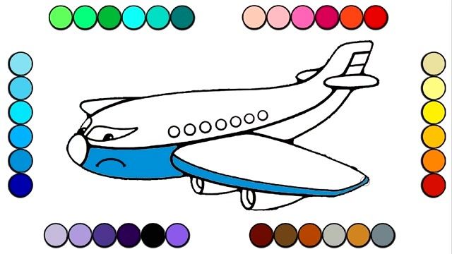 儿童简笔画:喷气飞机,图颜色有右脑开发