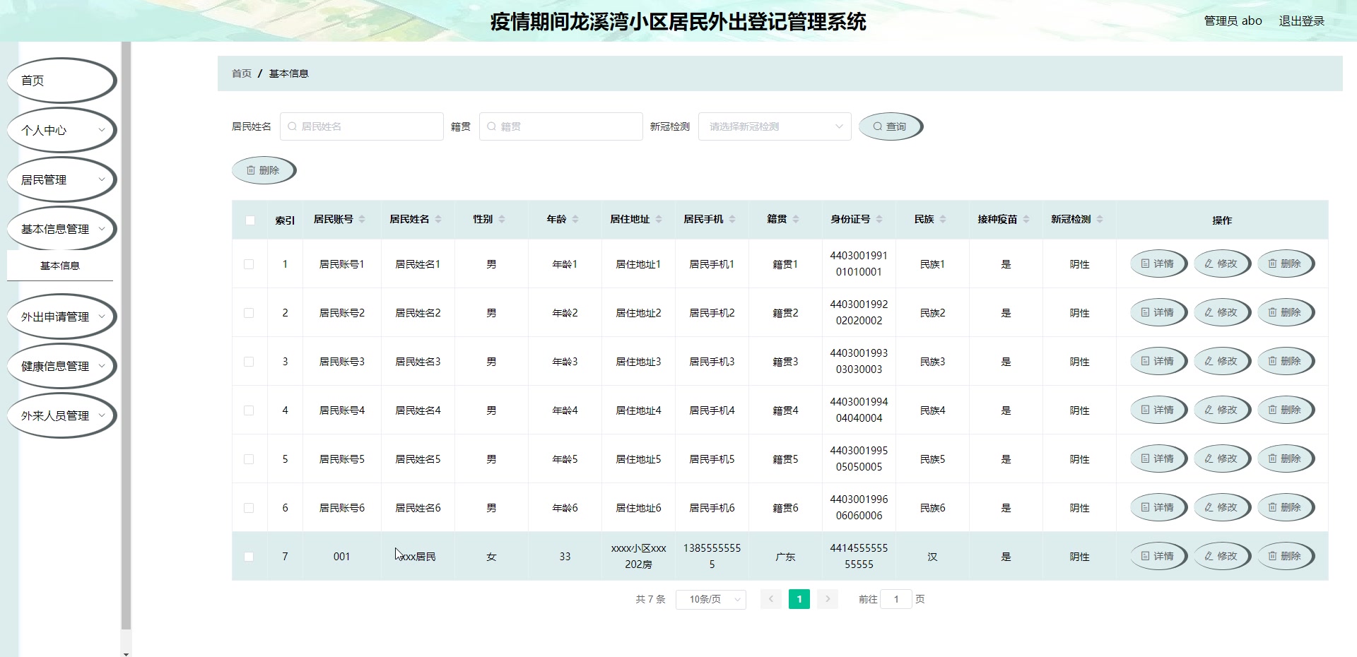 Python小区居民外出登记管理系统django毕业设计源码