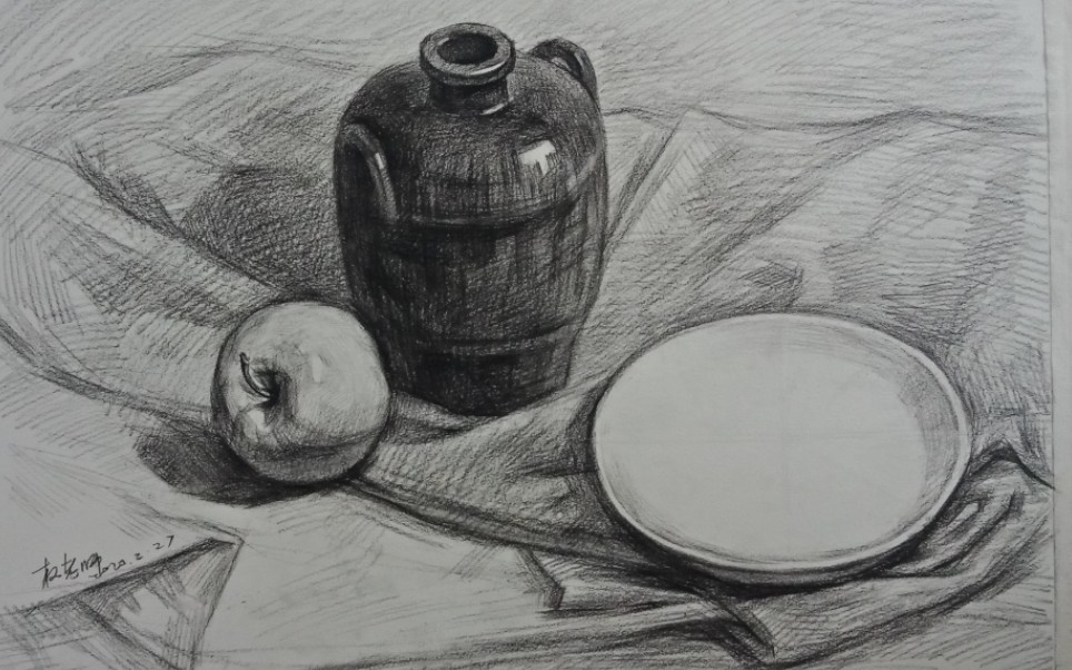 中国美术学院美术考级 素描五级 权老师示范