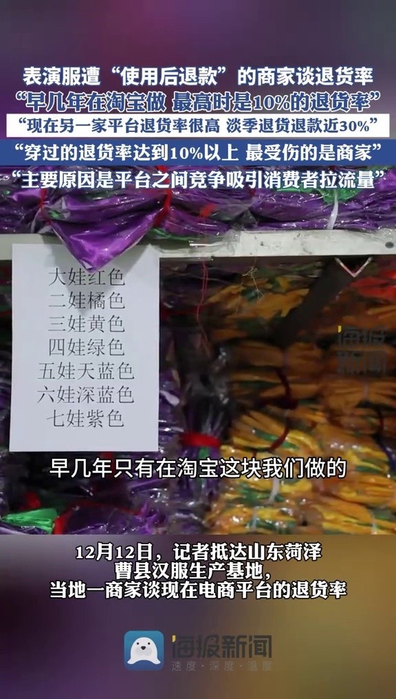 表演服遭使用后退款的商家谈退货率#电商