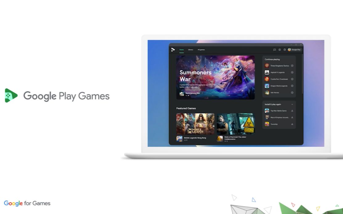 Google Play 游戏电脑版: 用户登录易如 1-2-3