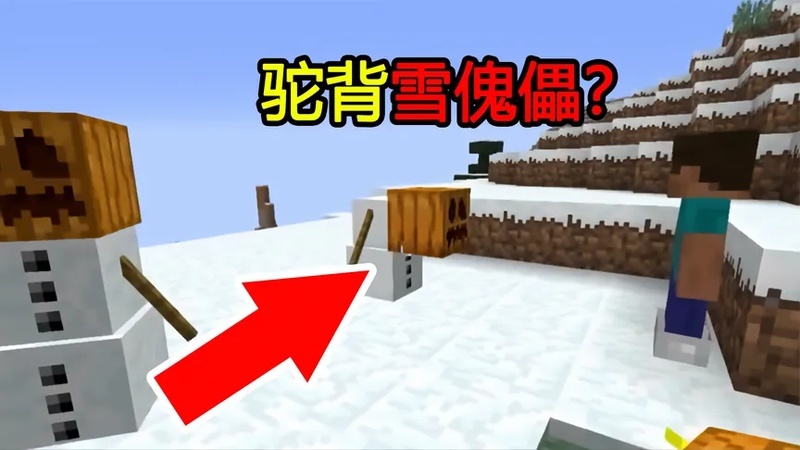 我的世界:MC新手冷知识,这样的MC你见过吗驼背的雪傀儡!