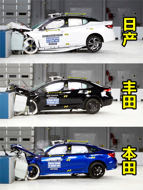 卡罗拉、思域和轩逸碰撞测试作对比,三台车差别有多大?
