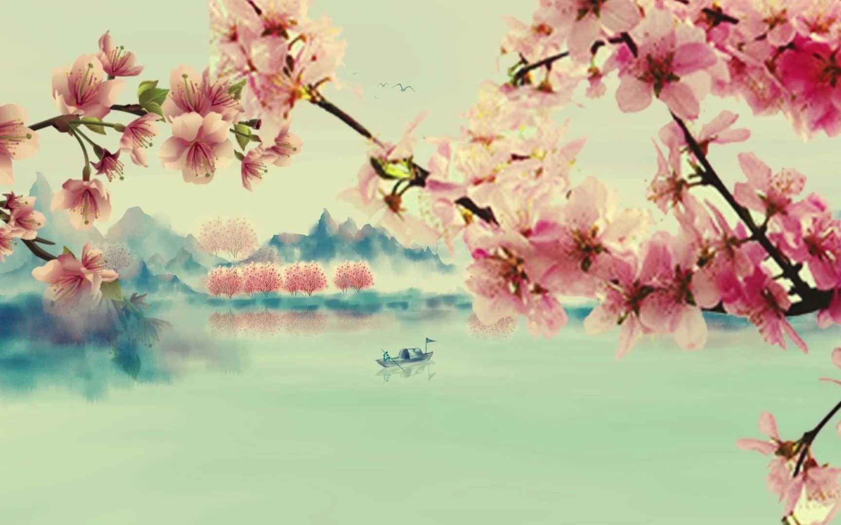 朗诵《桃花源记》示范朗读,无损背景音乐,高清LED背景视频